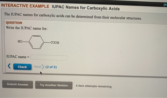 Solved INTERACTIVE EXAMPLE IUPAC Names for Carboxylic Acids | Chegg.com