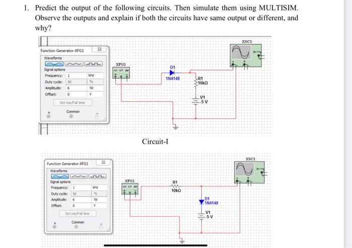 Solved Predict the output of the following circuits. Then | Chegg.com