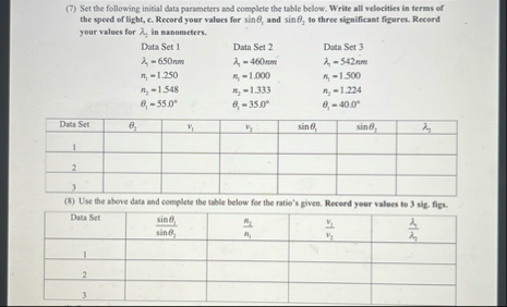 Solved (7) ﻿Set the following initial data parameters and | Chegg.com