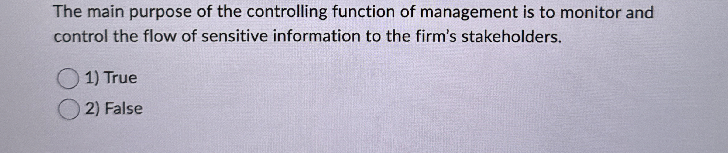 Solved The main purpose of the controlling function of | Chegg.com