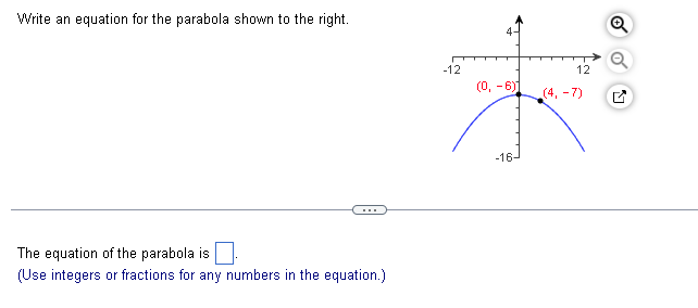 Solved Write an equation for the parabola shown to the | Chegg.com