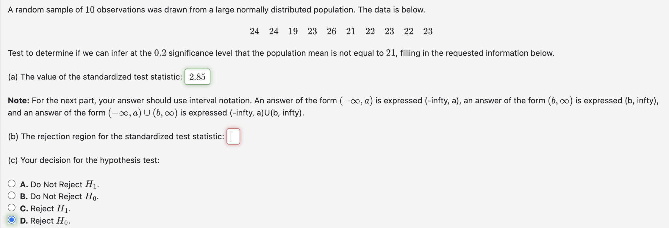Solved A random sample of 10 ﻿observations was drawn from a | Chegg.com