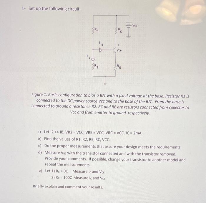 Solved 1- Set up the following circuit. Figure 1. Basic | Chegg.com