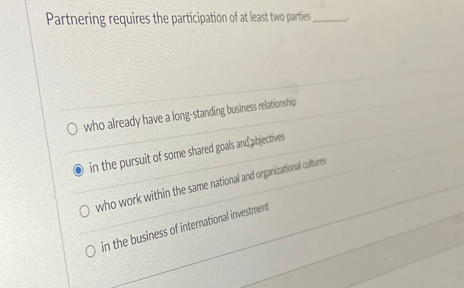 Solved Partnering requires the participation of at least two | Chegg.com