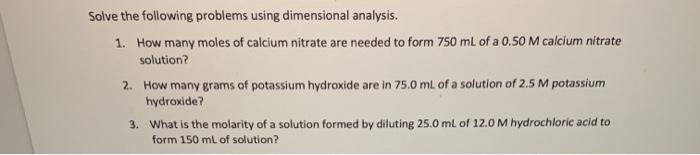 Solved Solve the following problems using dimensional | Chegg.com