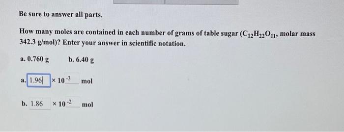 Solved Be sure to answer all parts. How many moles are | Chegg.com