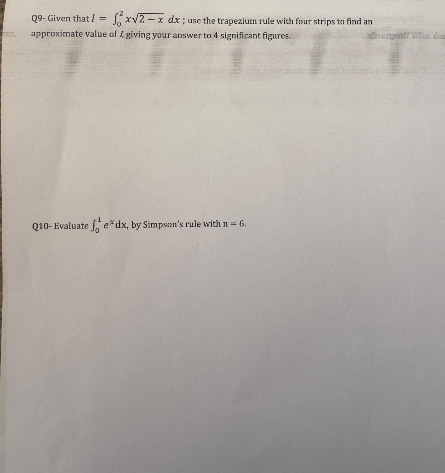 Solved Q9- ﻿Given that I=∫02x2-x2 dx; use the trapezium rule | Chegg.com