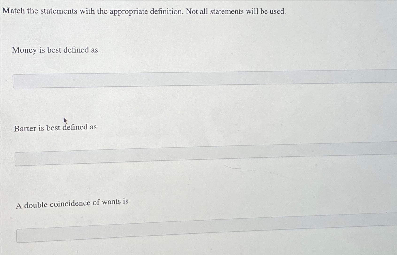 Solved Match the statements with the appropriate definition. | Chegg.com