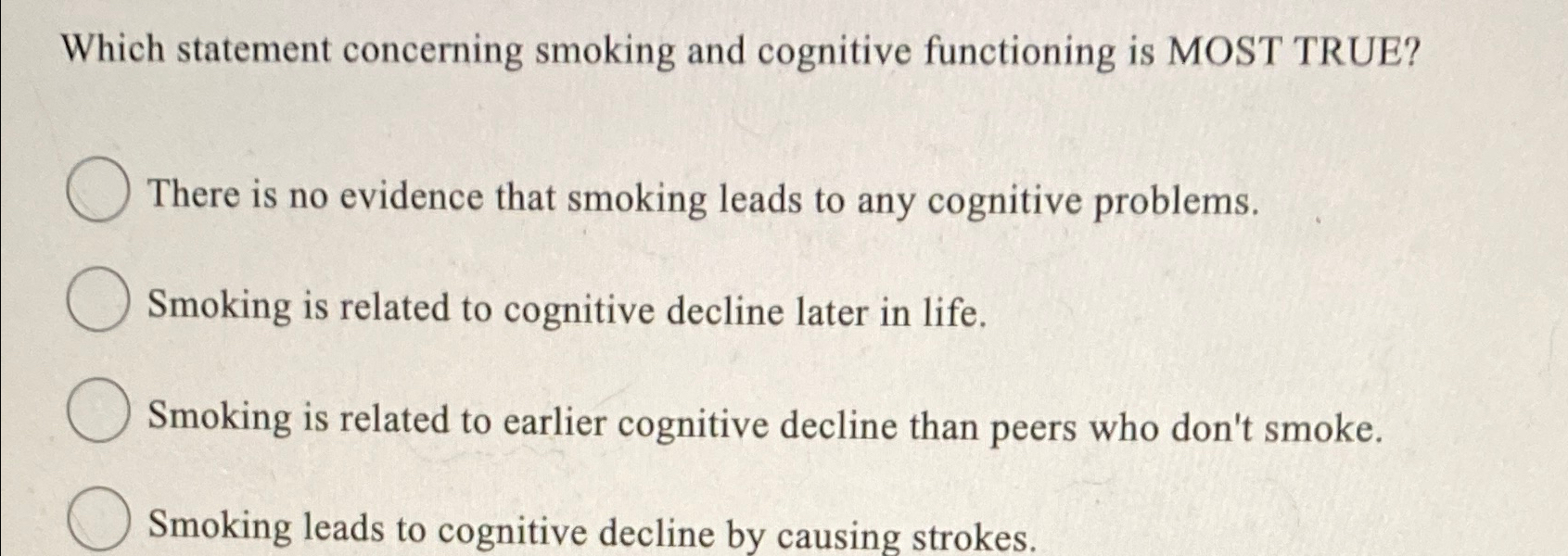 Solved Which statement concerning smoking and cognitive | Chegg.com