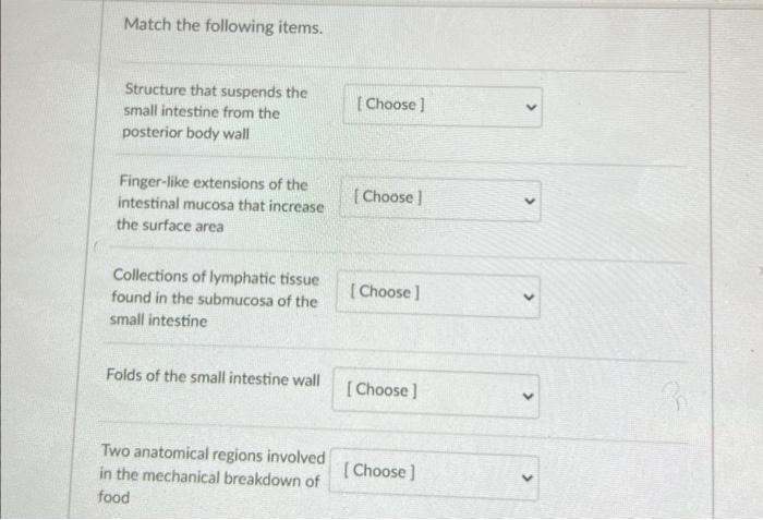 Solved Match the following items. Structure that suspends | Chegg.com
