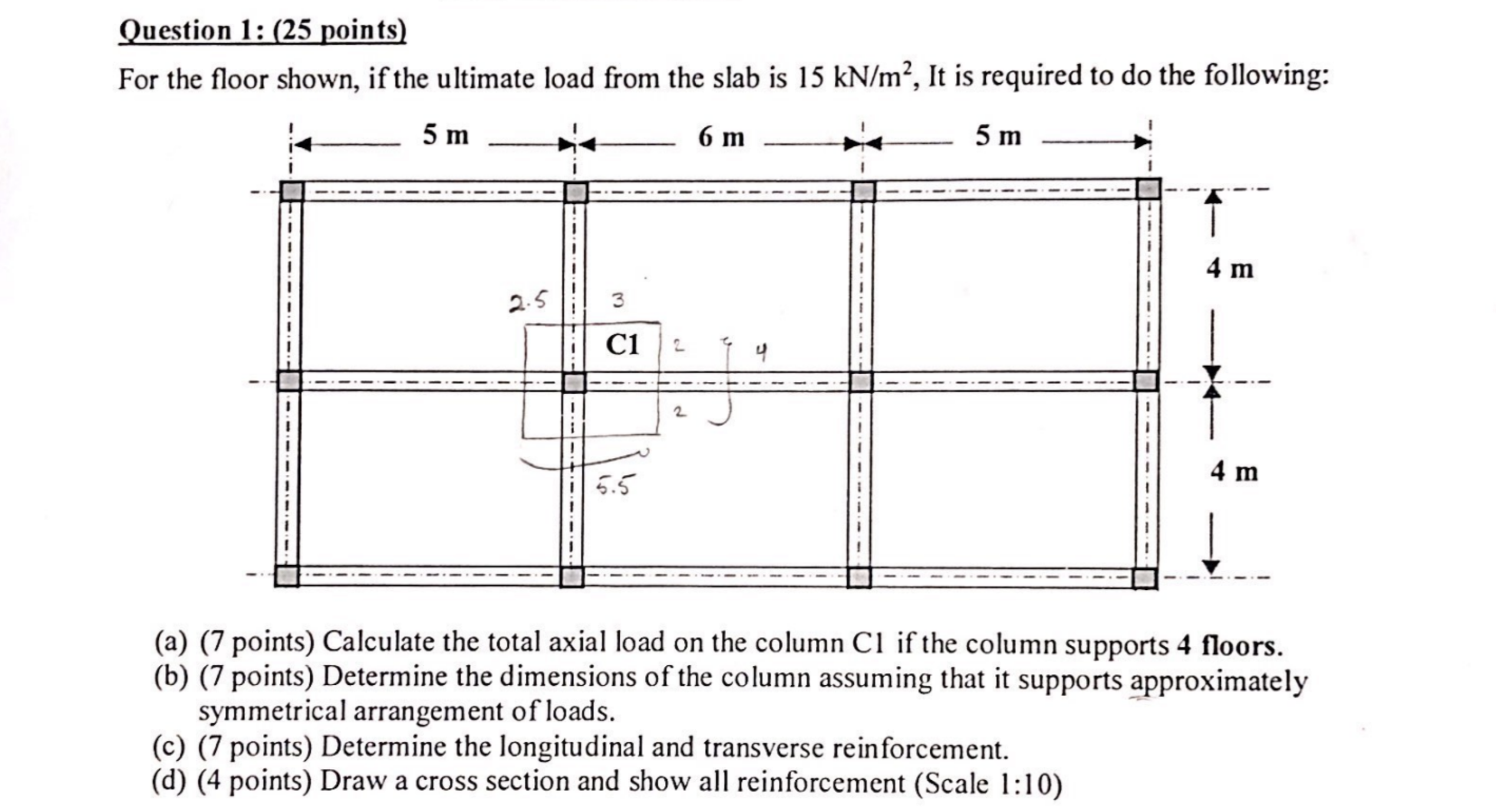 Solved Question 1: (25 ﻿points)For the floor shown, if the | Chegg.com