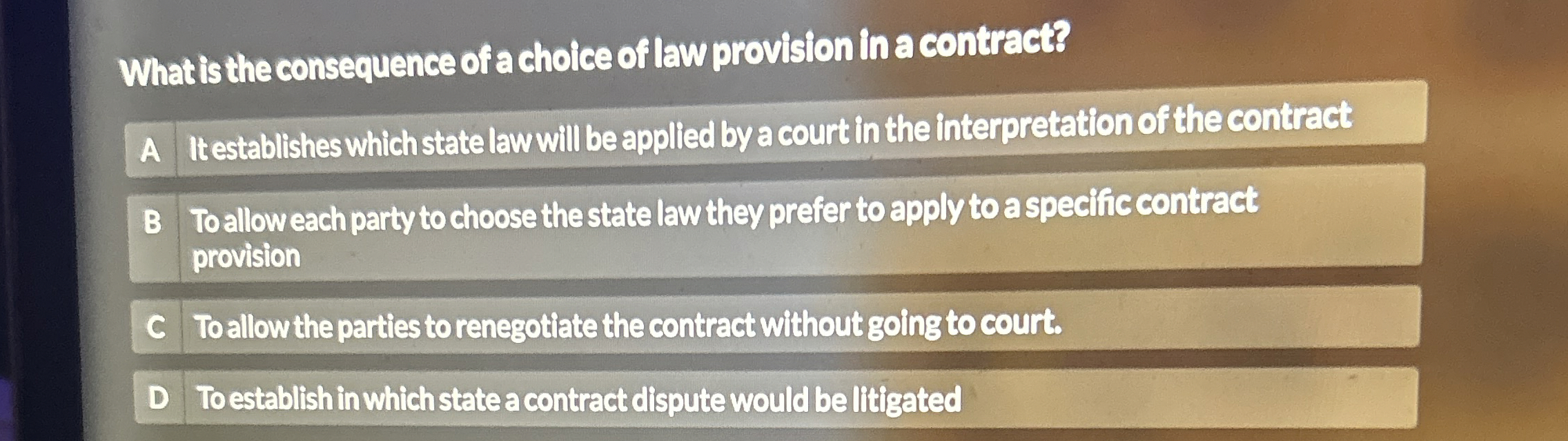 Solved What is the consequence of a choice of law provision | Chegg.com