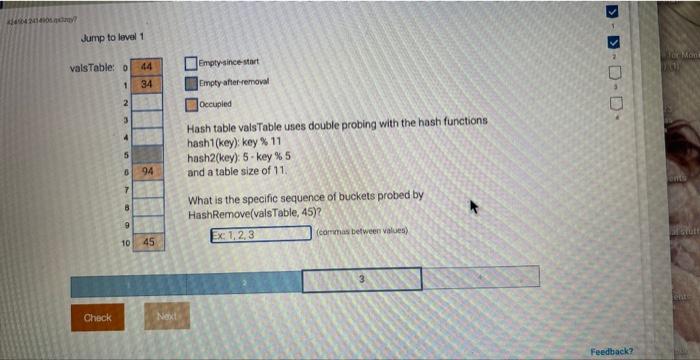 Solved Emptysincestart Emptyaftervenoval Occupied Hash table | Chegg.com