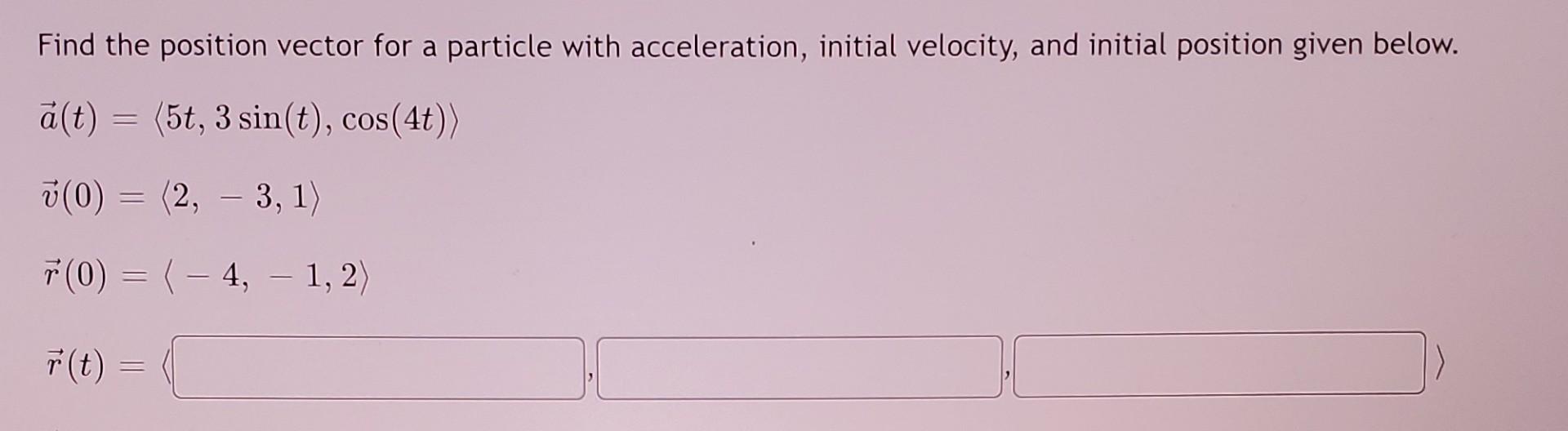 Solved Find the position vector for a particle with | Chegg.com