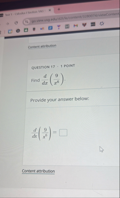 Solved Content attributionQUESTION 17 • 1 ﻿POINTFind | Chegg.com