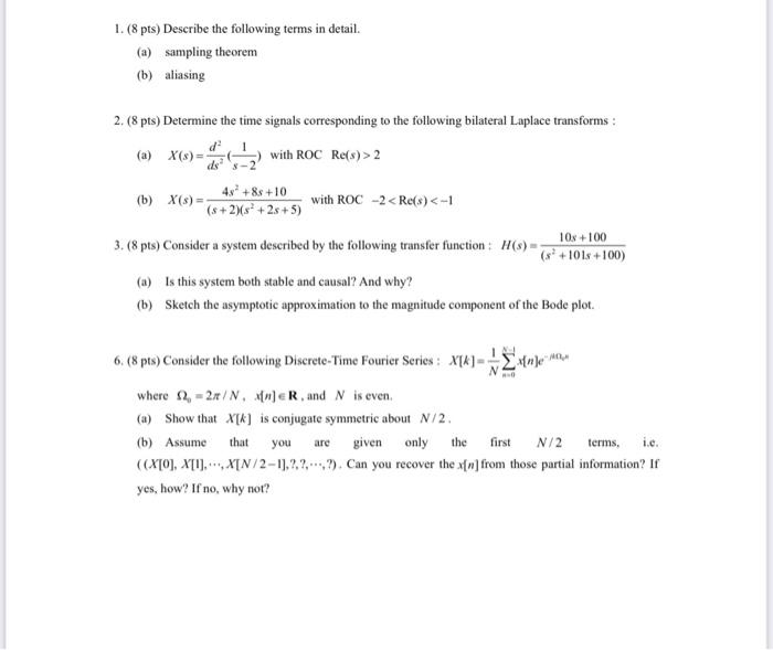 Solved 1. (8 pts) Describe the following terms in detail. | Chegg.com