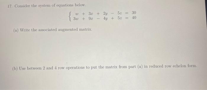 Solved 17. Consider the system of equations below. | Chegg.com