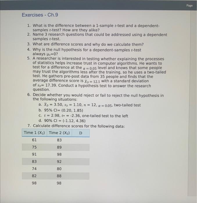 always μ0=0 ? 5. A researcher is interested in | Chegg.com