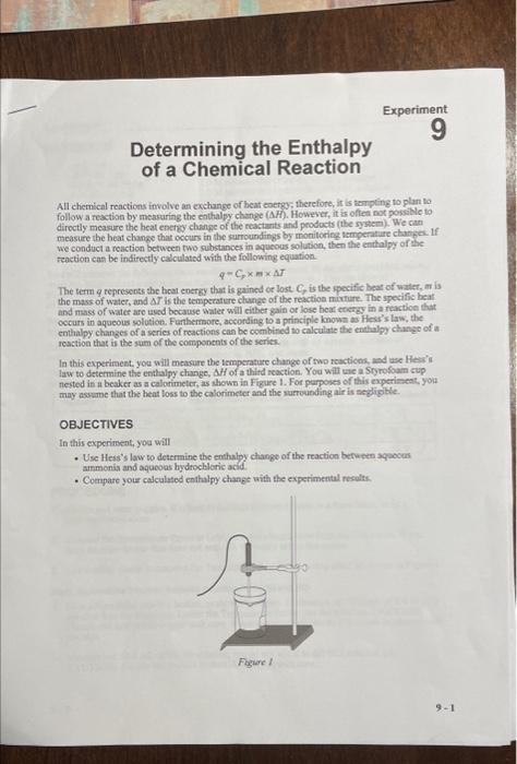 Determining the Enthalpy of a Chemical Reaction | Chegg.com