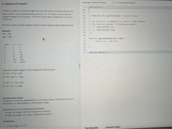 Solved பாடி வடிவ 2. Factors of 3 and 5 An ideal number is a | Chegg.com