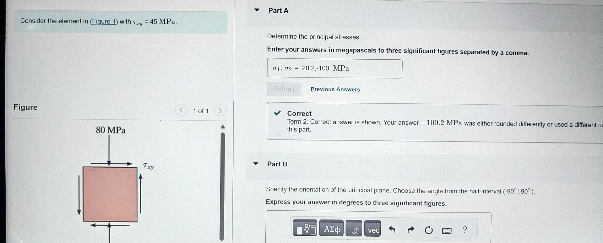 Solved Consider the element in (Figure 1) ﻿with | Chegg.com