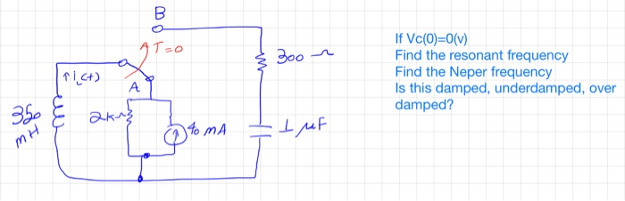 Solved ATO 300 If Vc(O)=0(V) Find the resonant frequency | Chegg.com