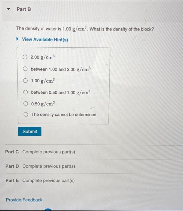 Solved A rectangular wooden block of weight W floats with | Chegg.com