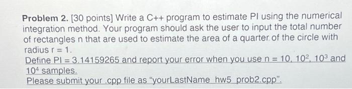 Solved Problem 2. [30 points] Write a C++ program to | Chegg.com