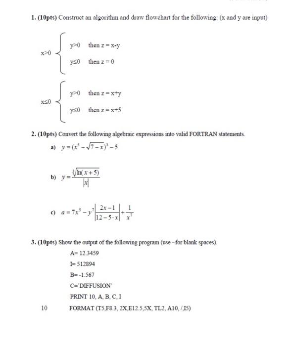 Solved very urgent fortran !!!!!1. (10pts) Construct an | Chegg.com
