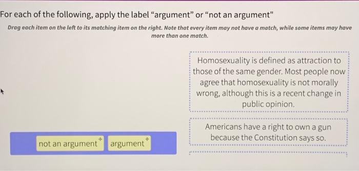 For each of the following, apply the label “argument" | Chegg.com