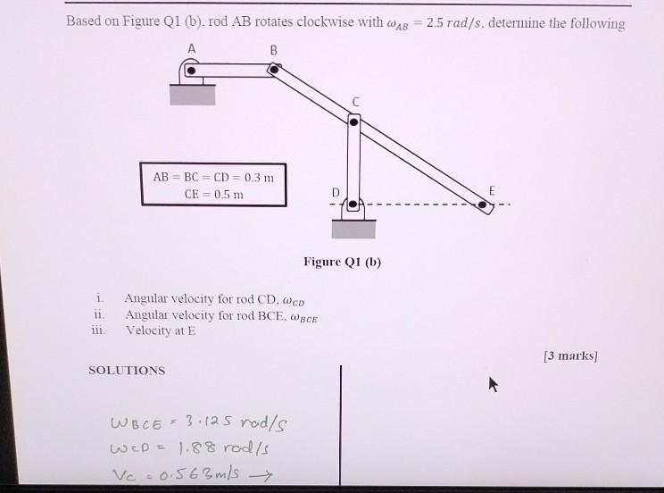 Solved Based on Figure Q1 (a), rodAB rotates clockwise with | Chegg.com