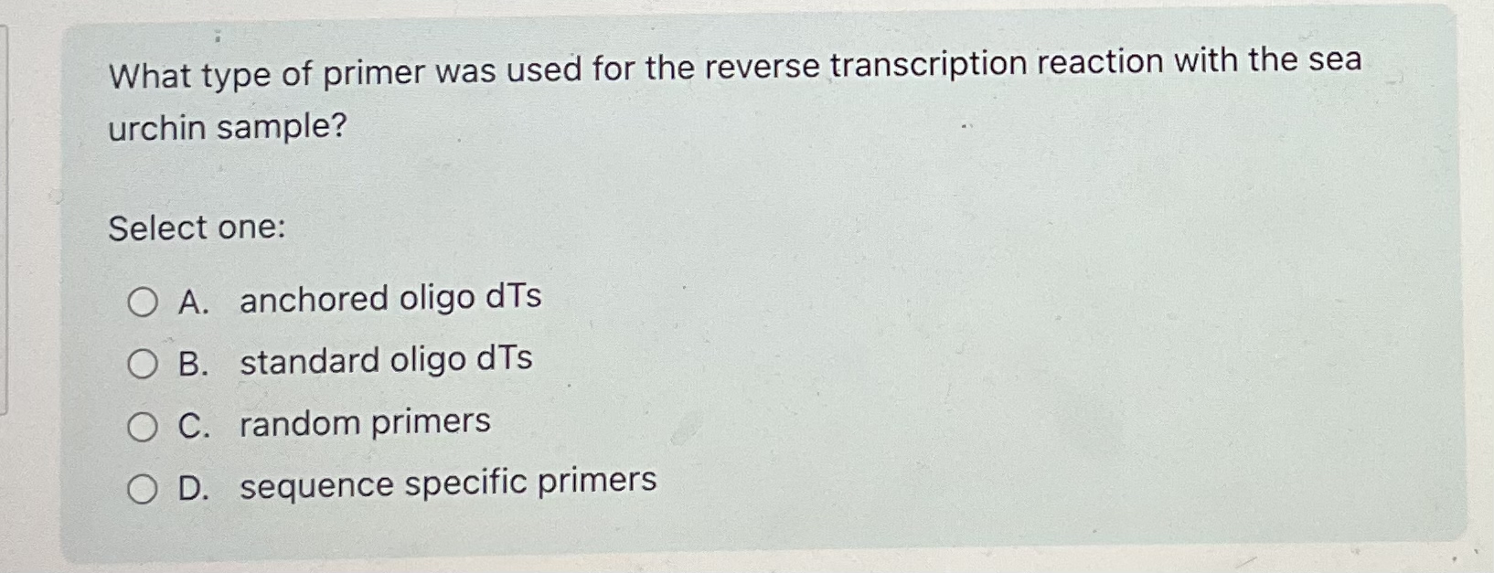 Solved What type of primer was used for the reverse | Chegg.com