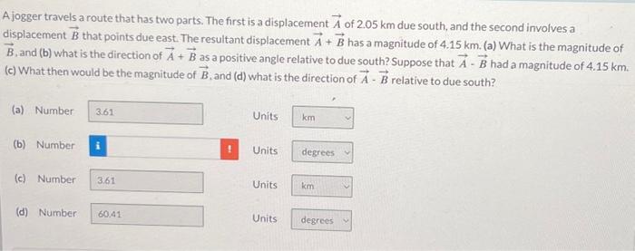 Solved A jogger travels a route that has two parts. The | Chegg.com