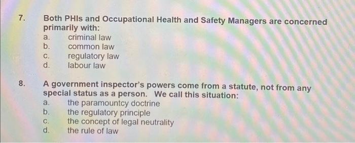 7. Both PHIs and Occupational Health and Safety | Chegg.com