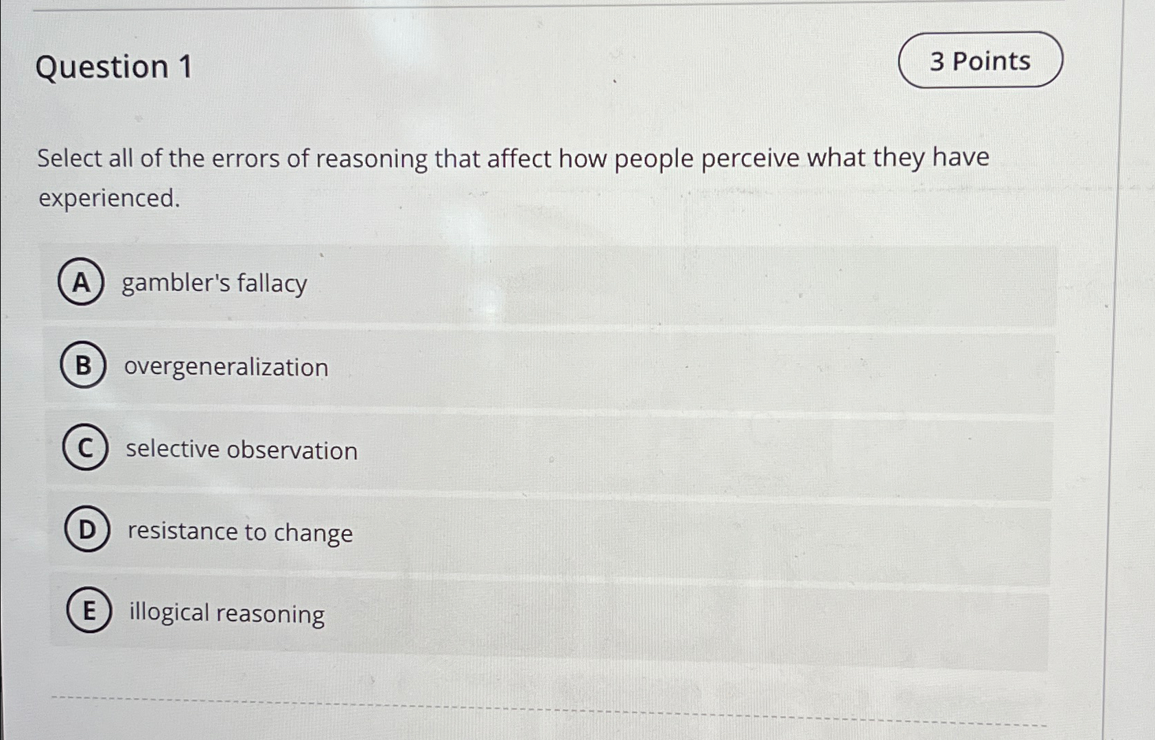 Solved Question 1Select all of the errors of reasoning that | Chegg.com