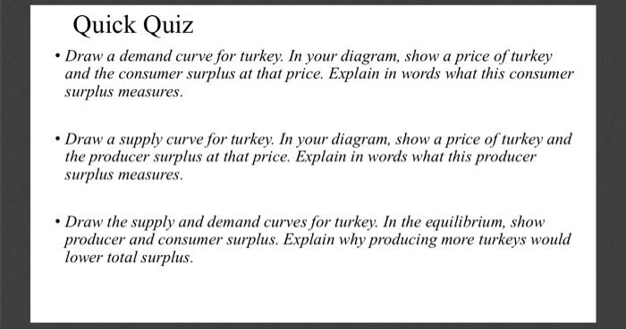 Solved Quick Quiz • Draw a demand curve for turkey. In your | Chegg.com