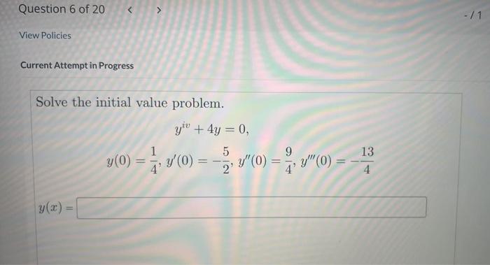 Solved Current Attempt in Progress Solve the initial value | Chegg.com