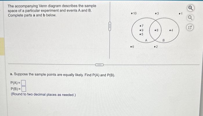 Solved The accompanying Venn diagram describes the sample | Chegg.com