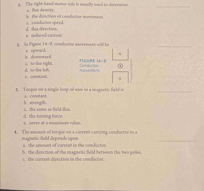 1. The right-hand motor rule is usually used to | Chegg.com