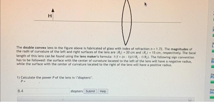 2) An upright object of height H=0.5 cm is placed at | Chegg.com