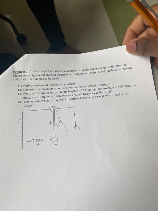 Solved Froblem 2: A machine part is modeled as a pendulum | Chegg.com