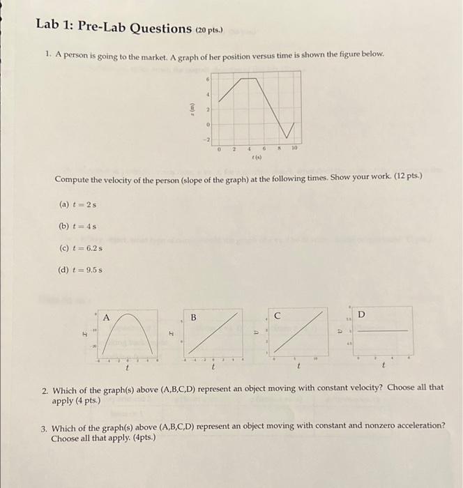 Solved Lab 1: Pre-Lab Questions (20 pts.) 1. A person is | Chegg.com