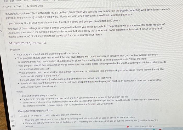 create a scrabble program that lets users input | Chegg.com