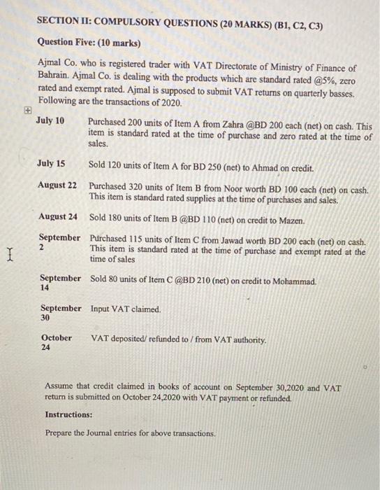 Solved Section Ii Compulsory Questions 20 Marks B1 C2 