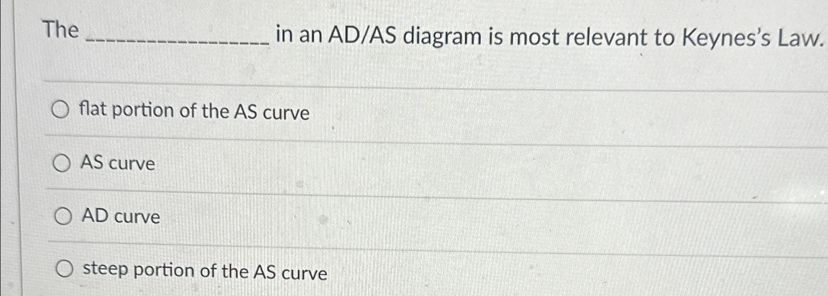 Solved The in an AD/AS diagram is most relevant to Keynes's | Chegg.com