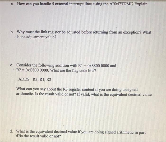 Solved a. How can you handle 5 external interrupt lines | Chegg.com