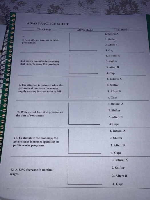 AD/AS PRACTICE SHEET The Change The Result ADVAS | Chegg.com