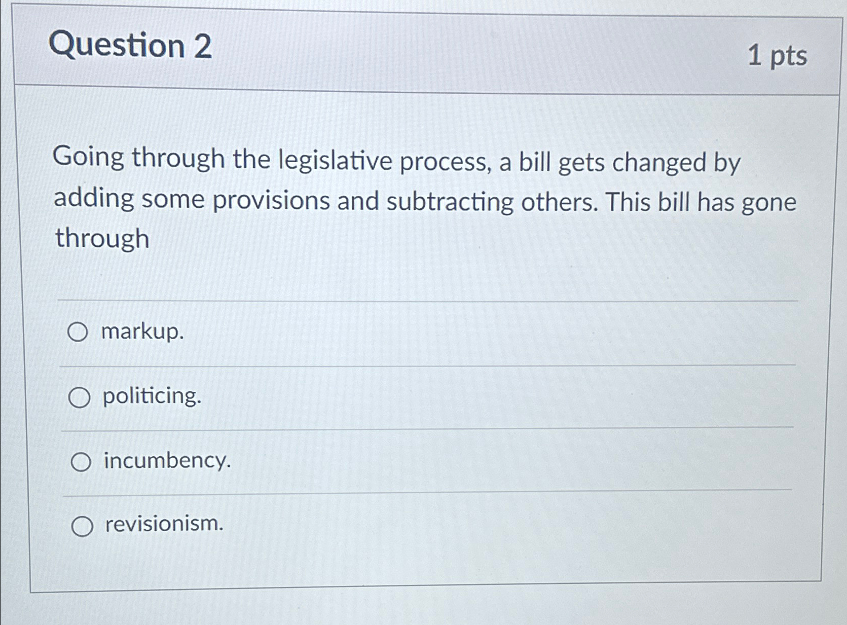 Solved Question 21ptsGoing through the legislative process, | Chegg.com