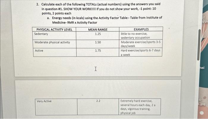 Solved Calculate energy needs in kcals. 19 year old female | Chegg.com