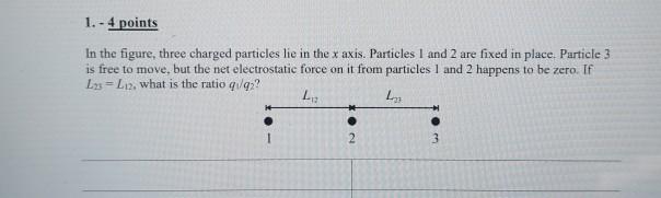 Solved 1. - 4 points In the figure, three charged particles | Chegg.com